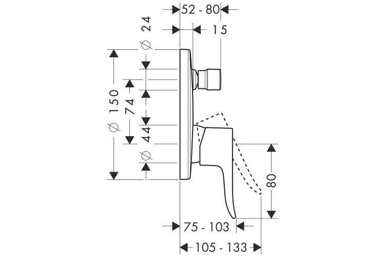 Змішувач Metris прихованого монтажу для ванни/душу (31493000) - купити ...
