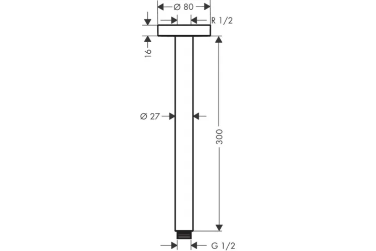 Кронштейн для верхнього душу зі стелі S 300 мм, Brushed Bronze ...