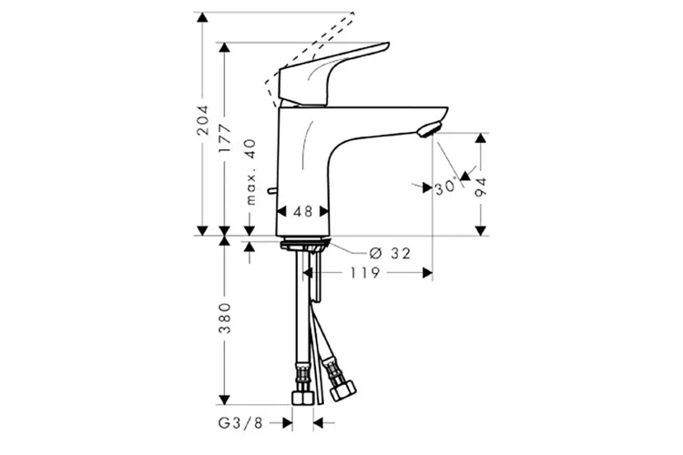 Змішувач Focus E 100 для умивальника LowFlow 3.5 л/хв (31603000 ...
