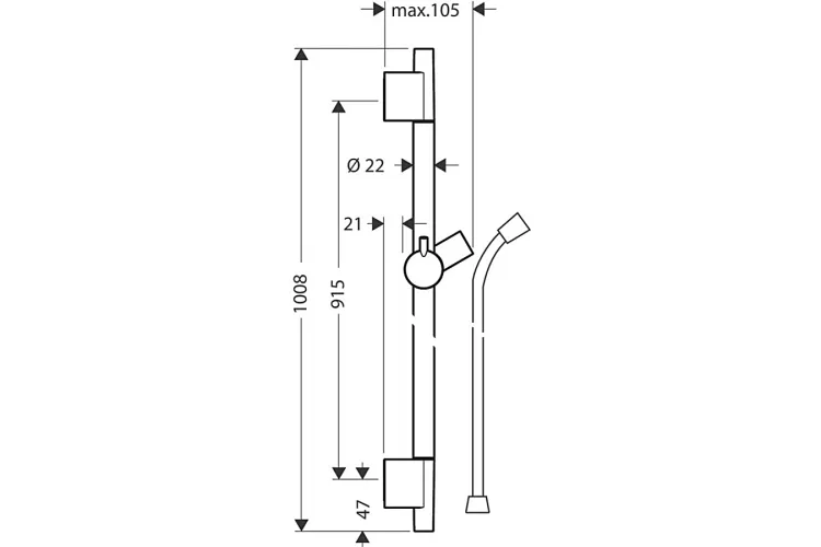 Душова штанга Unica S Pura 90 см зі шлангом 160 см Brushed Black Chrome ...