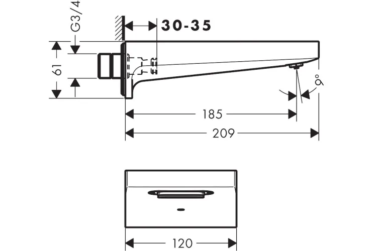 Вилив Metropol на ванну із виступом 185 мм, Matt Black (32543670) - buy ...