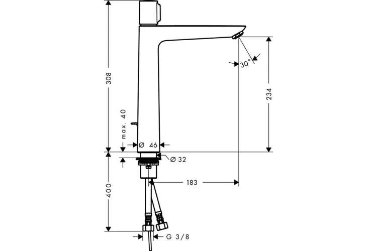Змішувач Talis E 240 Select для умивальника з донним клапаном pop-up ...
