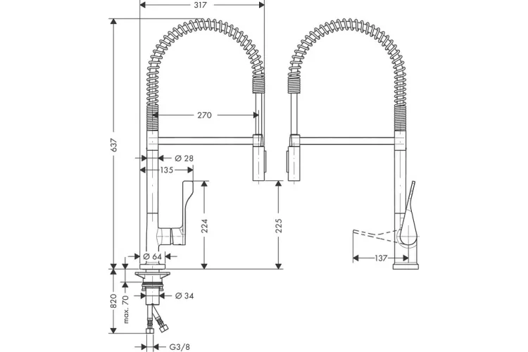 Змішувач Axor Citterio 230 Semi-Pro для кухні, Stainless Steel ...