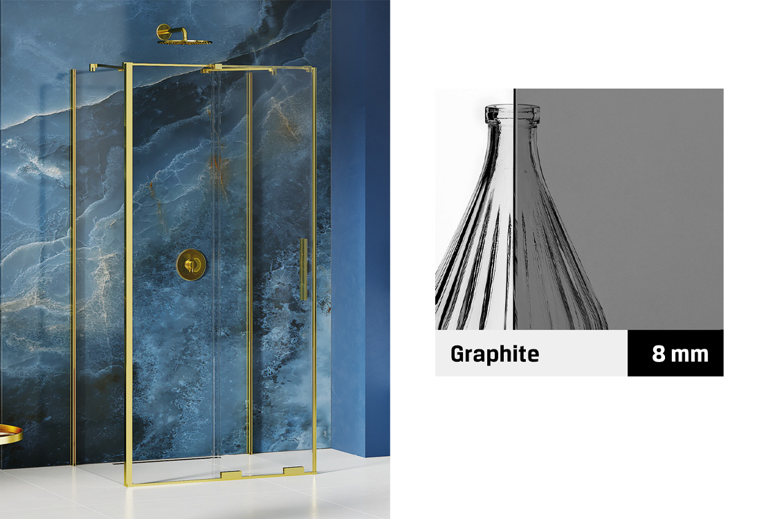 Душова кабіна прямокутна SMART LIGHT GOLD 1D 100x90x200 скло grafite ...