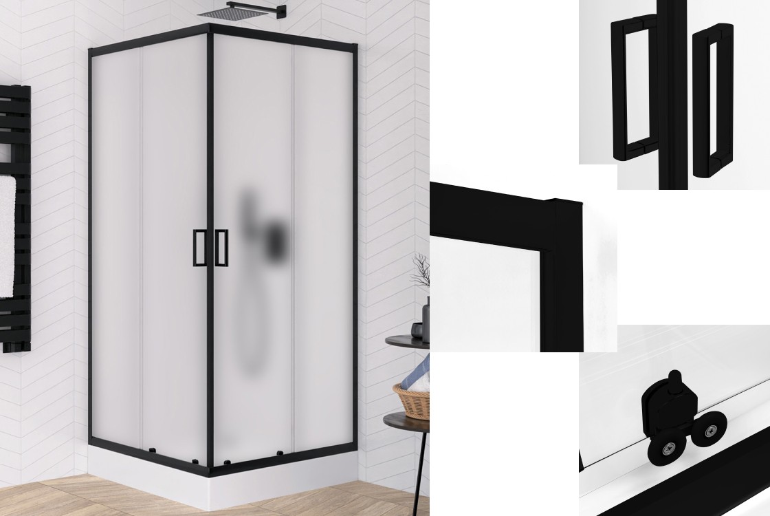 Душова кабіна квадратна SUVIA BLACK 2D 90x90х190 скло satin ACTIVE ...